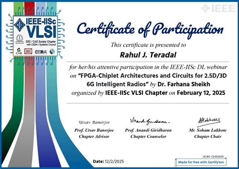 Vlsi Fpga 6g Chipletdesign Tech Semiconductors Ieee Innovation Rahul Teradal