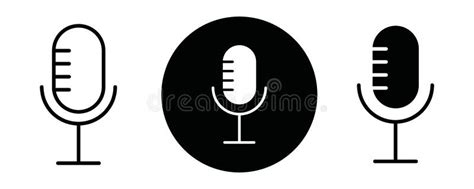 Microphone Outline Icon Collection Or Set Microphone Thin Vector Line Art Stock Illustration