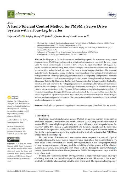 Pdf A Fault Tolerant Control Method For Pmsm A Servo Drive System