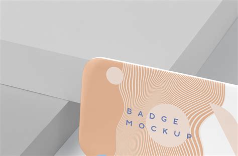 Minimalist Rectangular Badge Mockup Floating View