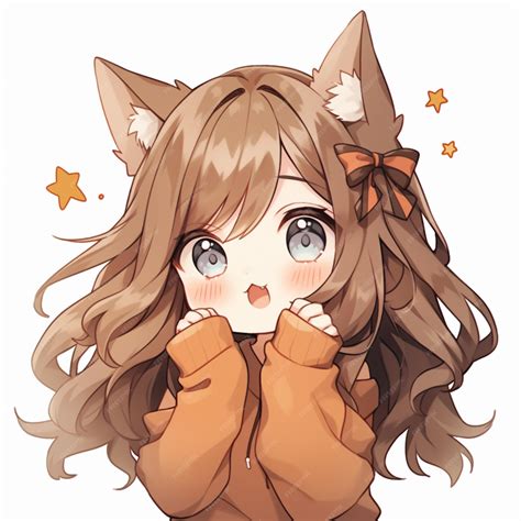 Premium Photo Anime Girl With Long Brown Hair And A Cat Ears