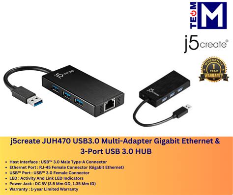 J Create JUH USB Multi Adapter Gigabit Ethernet Port USB HUB