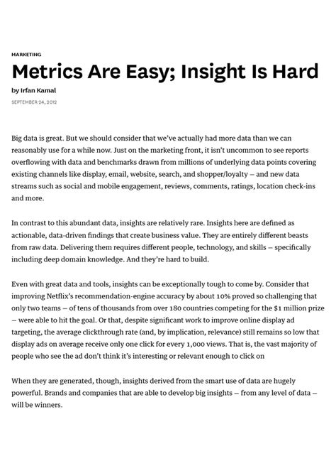 Metrics Are Easy Insight Is Hard Pdf
