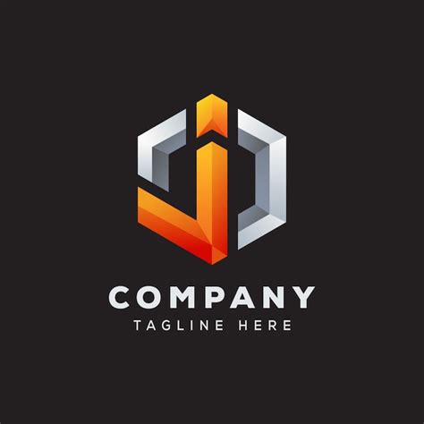 육각 문자 J 로고 디자인 프리미엄 벡터 프리미엄 벡터