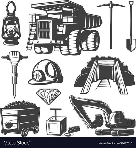 Mining Industry Elements Set Royalty Free Vector Image
