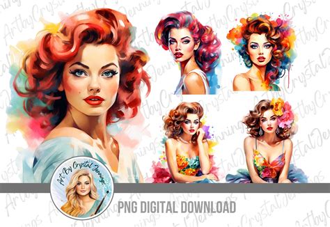 Beautiful Colorful Pin Up Girl Png Graphic By Artbycrystaljennings