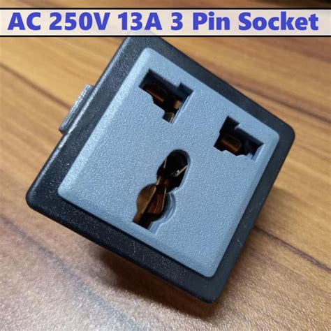 Black Ips Socket 3 Pin Panel Mount Ac 220v Ips 3 Pin Socket For Ips