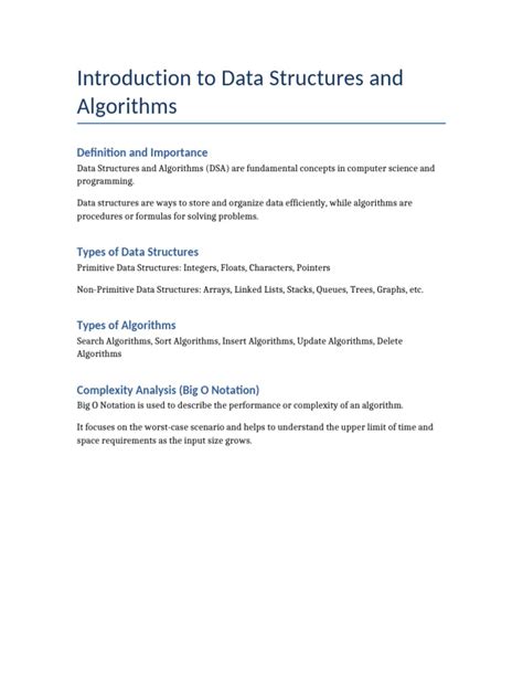 Introduction To Data Structures and Algorithms | PDF