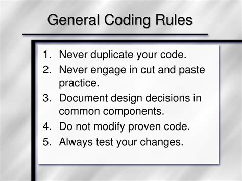 Ppt Coding Standard General Rules Powerpoint Presentation Free