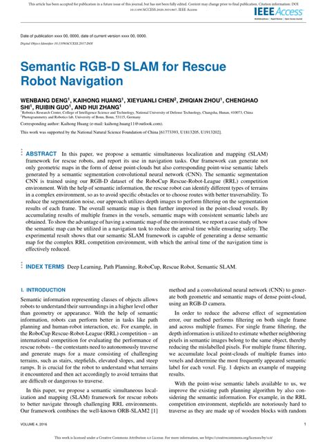 PDF Semantic RGB D SLAM For Rescue Robot Navigation