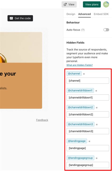 Setup Typeforms Popup Embed Option Attributer