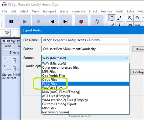 Using Publish For Flac Export Would Be Bad Ui Design Adding Features Audacity Forum