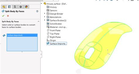 Split Solidworks Body By Faces Using Geometry