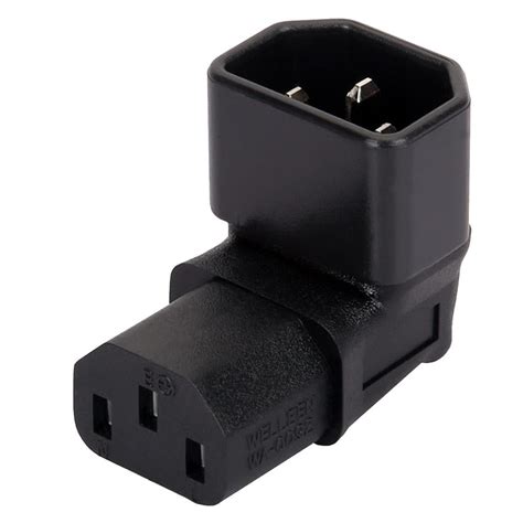 Iec320 C14 Macho A C13 Hembra Ángulo De Unidad De Fuente De