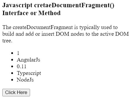 JavaScript DocumentFragment Tpoint Tech