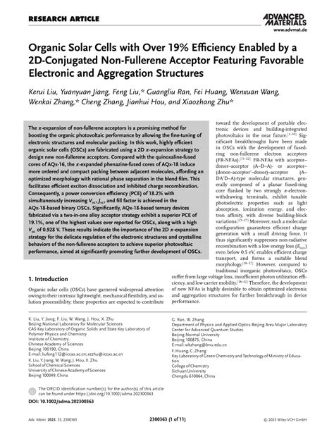 Organic Solar Cells With Over 19 Efficiency Enabled By A 2d‐conjugated