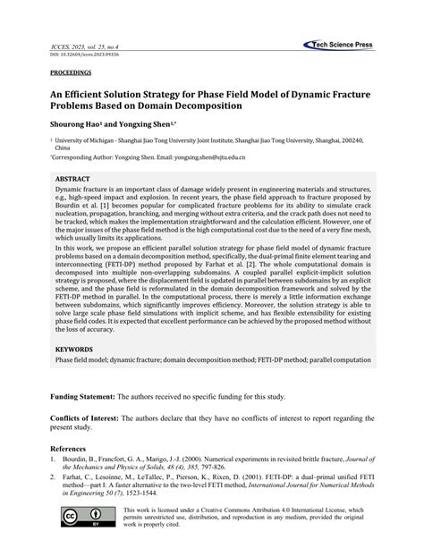 PDF An Efficient Solution Strategy For Phase Field Model Of Dynamic Fracture Problems Based On