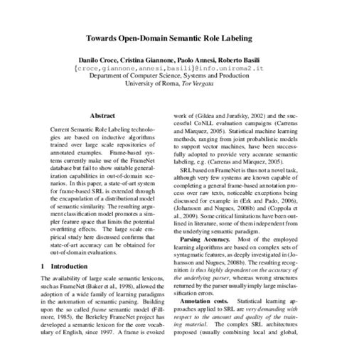 Towards Open Domain Semantic Role Labeling Acl Anthology