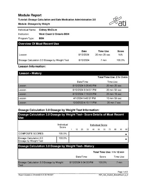 Dosage By Weight Ph Module Report Tutorial Dosage Calculation And