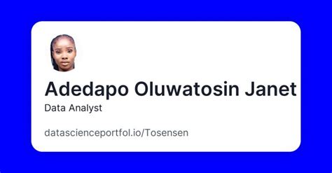 Oluwatosin Adedapo On Linkedin Adedapo Oluwatosin Janet Data Analyst