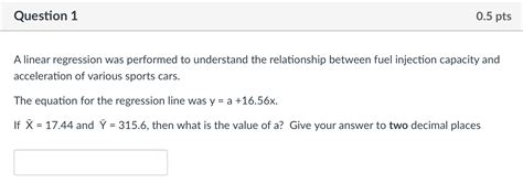 Solved A Linear Regression Was Performed To Understand The Chegg