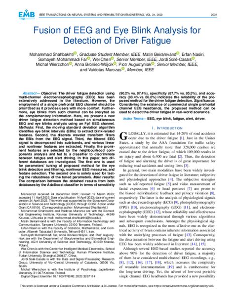 Pdf Fusion Of Eeg And Eye Blink Analysis For Detection Of Driver
