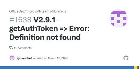 V291 Getauthtoken Error Definition Not Found · Issue 1638