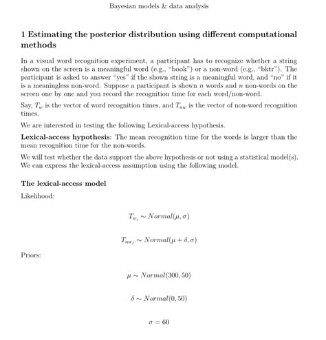 Solved 1 ﻿estimating The Posterior Distribution Using