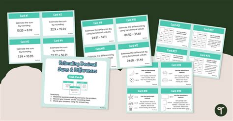 Estimating Decimal Sums And Differences Task Cards Teach Starter