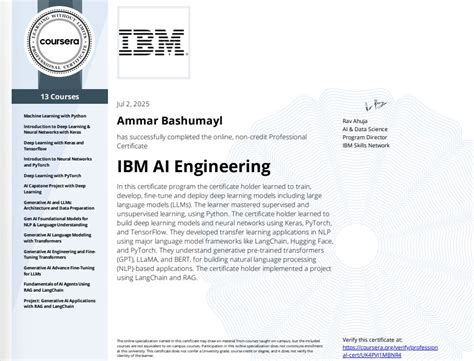 Just Wrapped Up The Ibm Ai Engineering Professional Certificate From Coursera Over The Course
