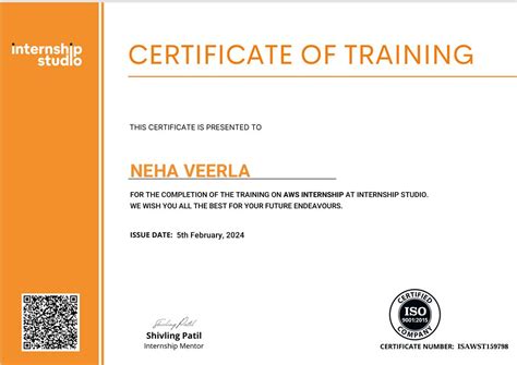 Neha Veerla On Linkedin Hey Connections I Have Successfully Completed Training And Aws Internship