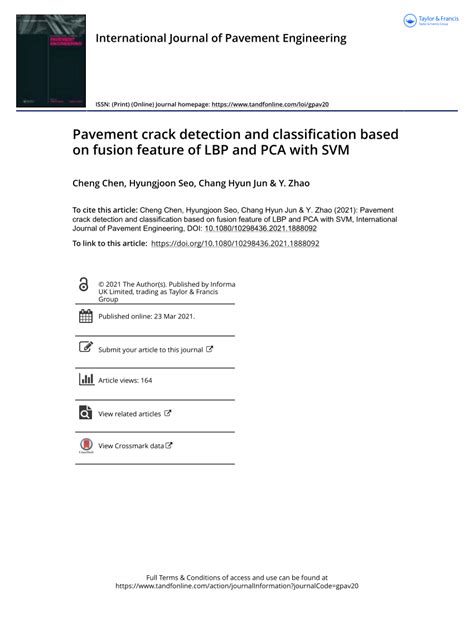 Pdf Pavement Crack Detection And Classification Based On Fusion Feature Of Lbp And Pca With Svm