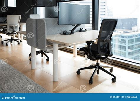 Modern Interior Design For An Office With Computers And Furniture Stock Image Image Of