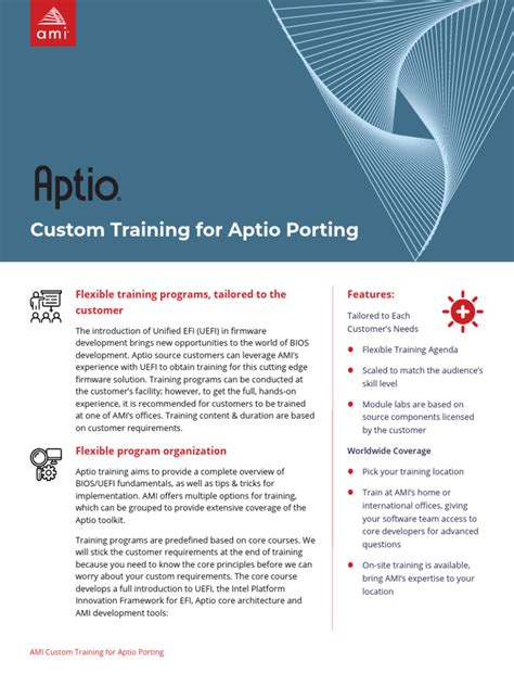 Aptio Training Data Sheet Pub Pdf Software Computing