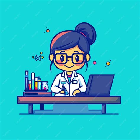Cute Scientist Analyzing Data Cartoon Vector Premium Ai Generated Vector