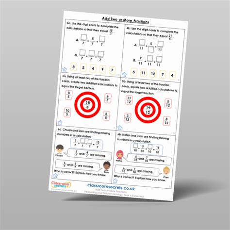 Year 4 Add Two Or More Fractions Reasoning And Problem Solving Resource Classroom Secrets