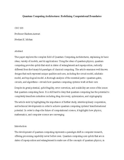 Research Paper Quantum Computing Architectures Redefining