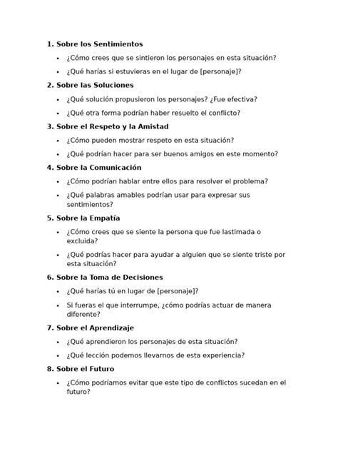 Preguntas Para Reflexionar Pdf