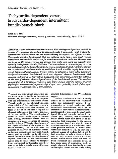 Tachycardia Dependent Versus Bradycardia Dependent Intermittent Bundle Branch Block Docslib