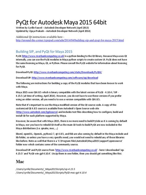 Pyqt For Autodesk Maya 2015 64bit Pdf Autodesk Maya Software