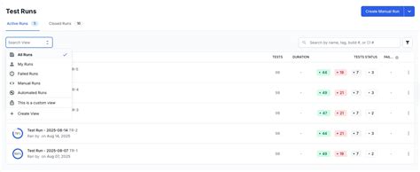 Test Runs List View Browserstack Docs