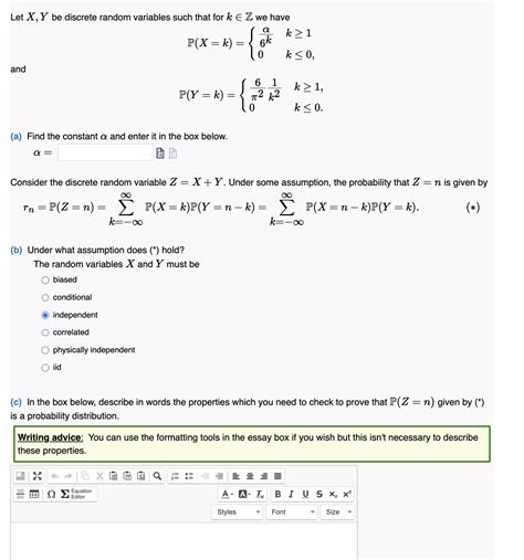 solved let x y ﻿be discrete random variables such that for
