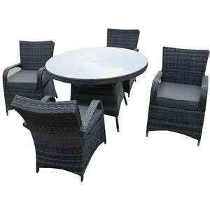 5 Piece Rattan Dining Garden Set With Cushion