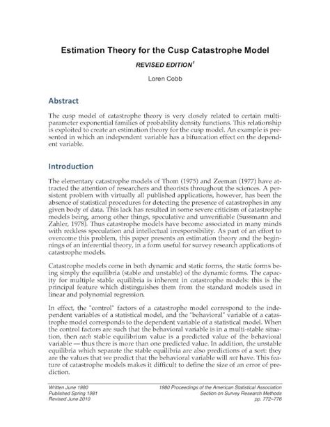 Pdf Estimation Theory For The Cusp Catastrophe Model Dokumen Tips