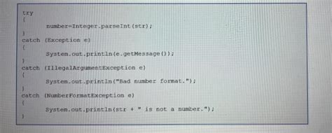 Solved Try Numberintegerparseintstr 1 Catch Exception