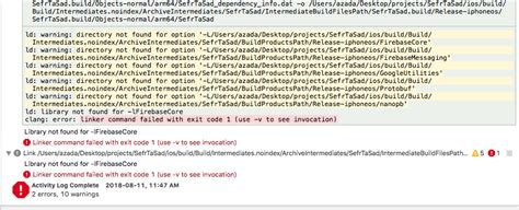 Ios Ld Library Not Found For LFirebaseCore Clang Error Linker Command Failed With Exit