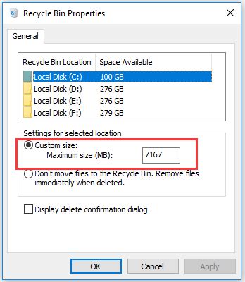 Full Guide To Change Recycle Bin Storage Settings In Win 10 MiniTool Partition Wizard