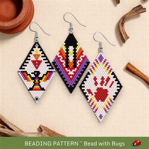 Brick Stitch Beaded Earrings Pattern First Nations Design Pdf Pattern