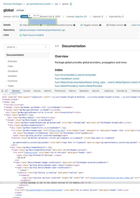 x pkgsite package version warning message is hidden behind `go main