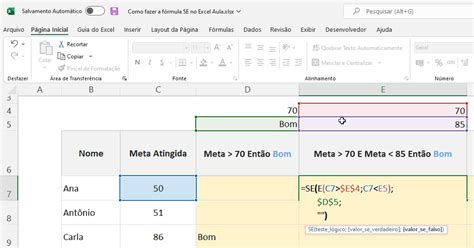 Como Usar A Funcao Se No Excel